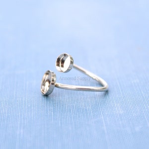 Silver Wrap Bypass Adjustable Bezel Cup Ring Blank, Round Cabochon ...