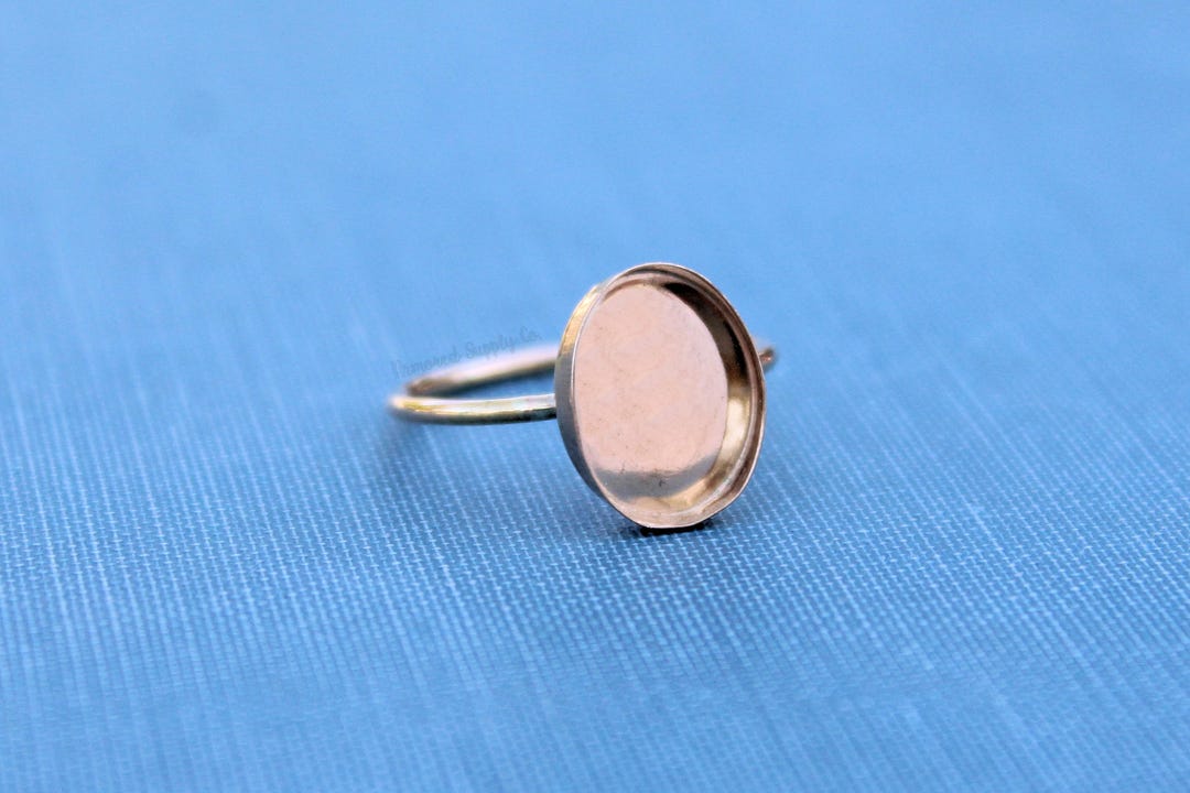 Gold-filled Oval 12x10mm Bezel Cup Ring Blank, Cabochon, Cab Breast ...