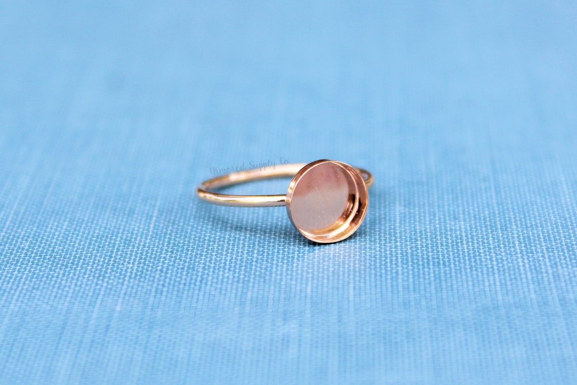 Rose Gold-filled 10mm Bezel Cup Ring Blank, Round Cabochon, Breast Milk ...