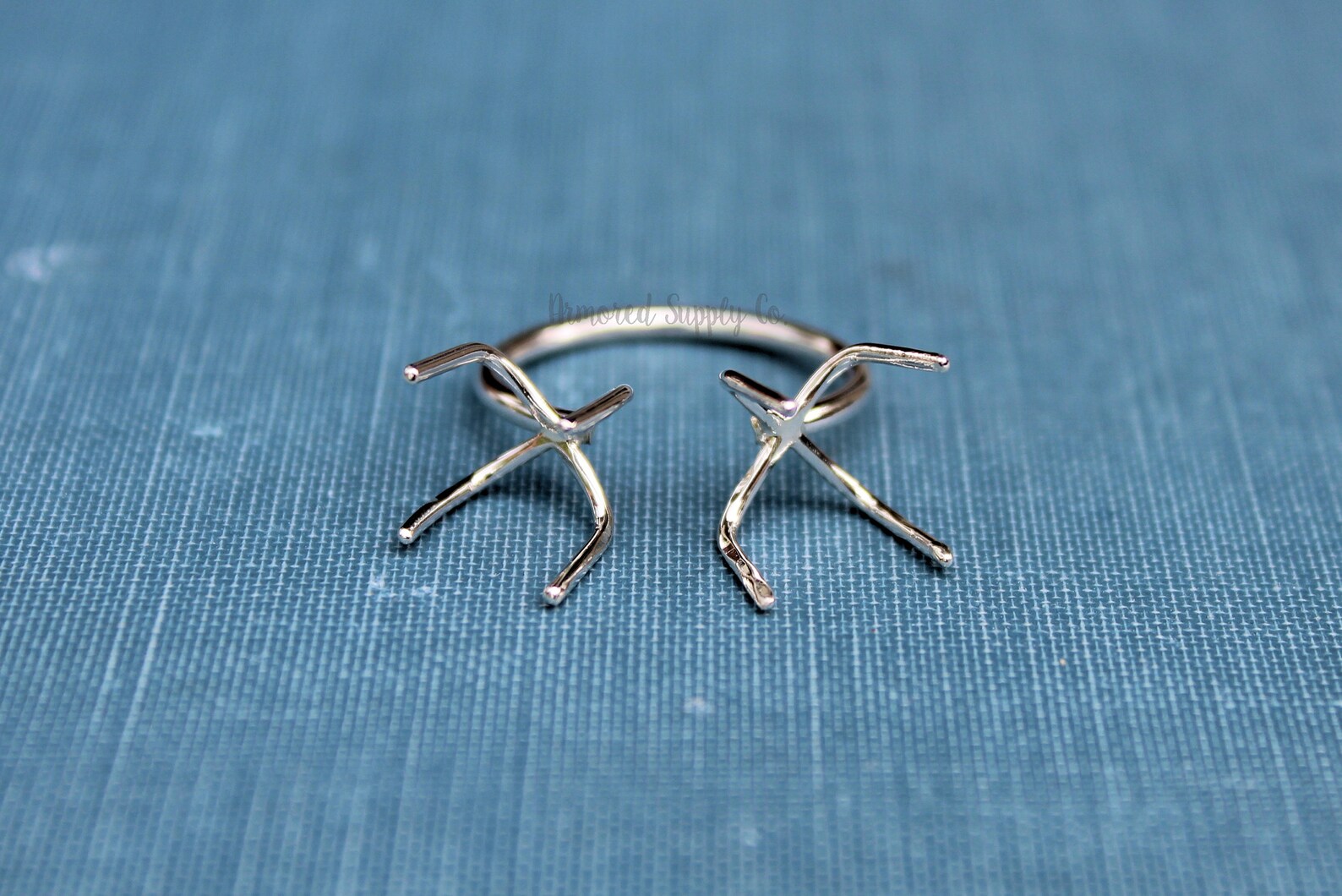 Claw Prong Ring Blank Adjustable Open Ring Band Double Claw - Etsy