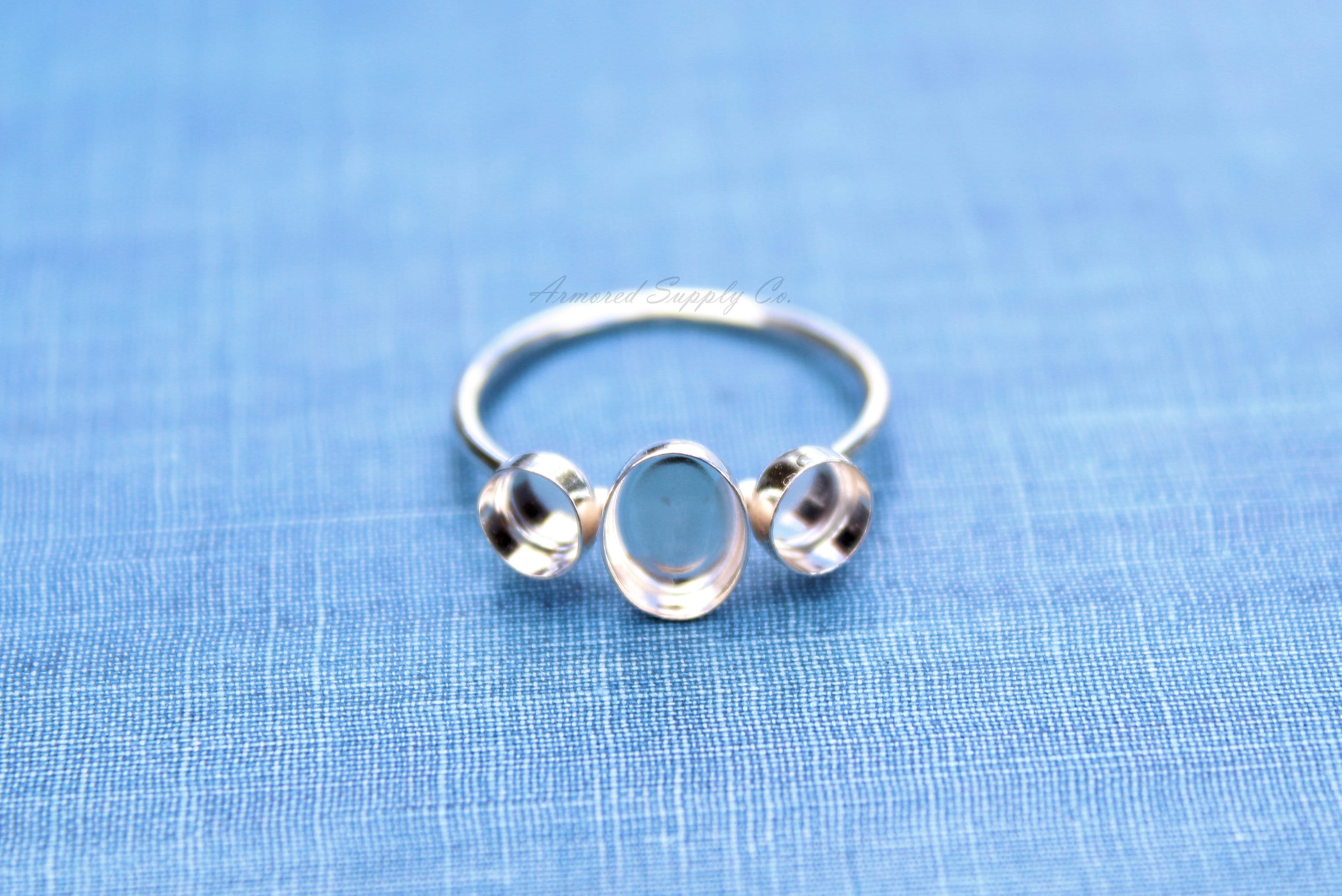 Triple Bezel Cup Ring Blank, Round Cabochon, Breast Milk, DIY Jewelry ...