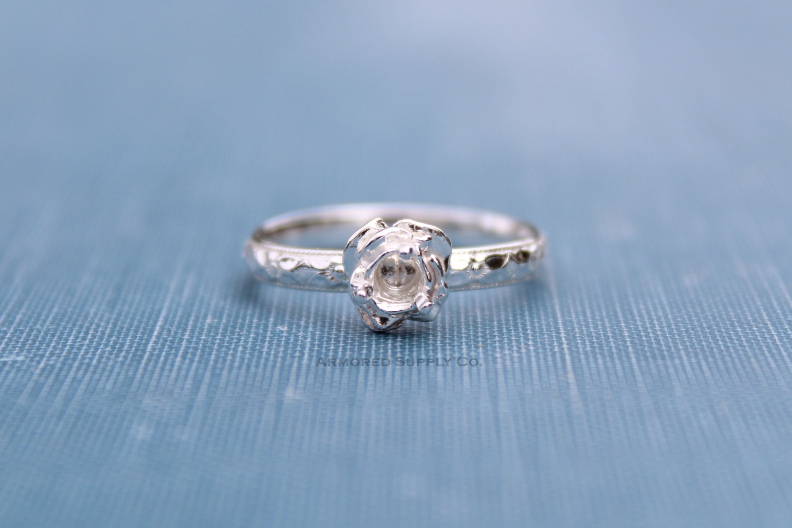 Floral #1 Faceted Rose Bezel Flower Ring Blank, Faceted Stone Ring ...