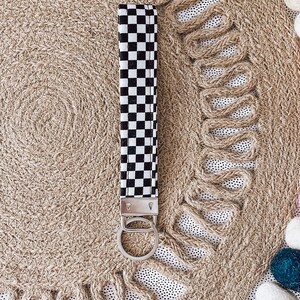 Black Checkered Key Fob | Mini Checker Wristlet | Keychains - Etsy