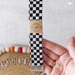 Black Checkered Key Fob | Mini Checker Wristlet | Keychains - Etsy