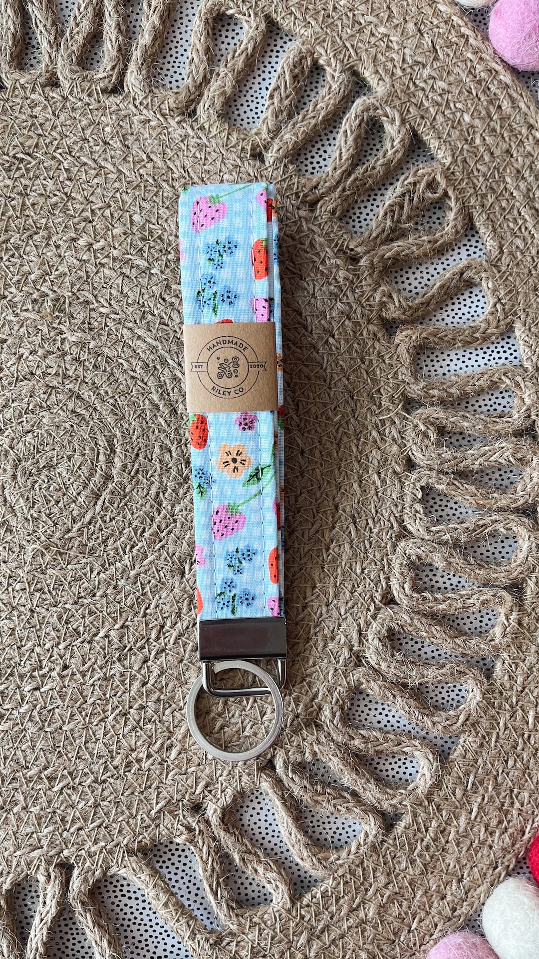 Fruit Picnic Key Fob | Gingham Spring Wristlet | Keychains - Etsy