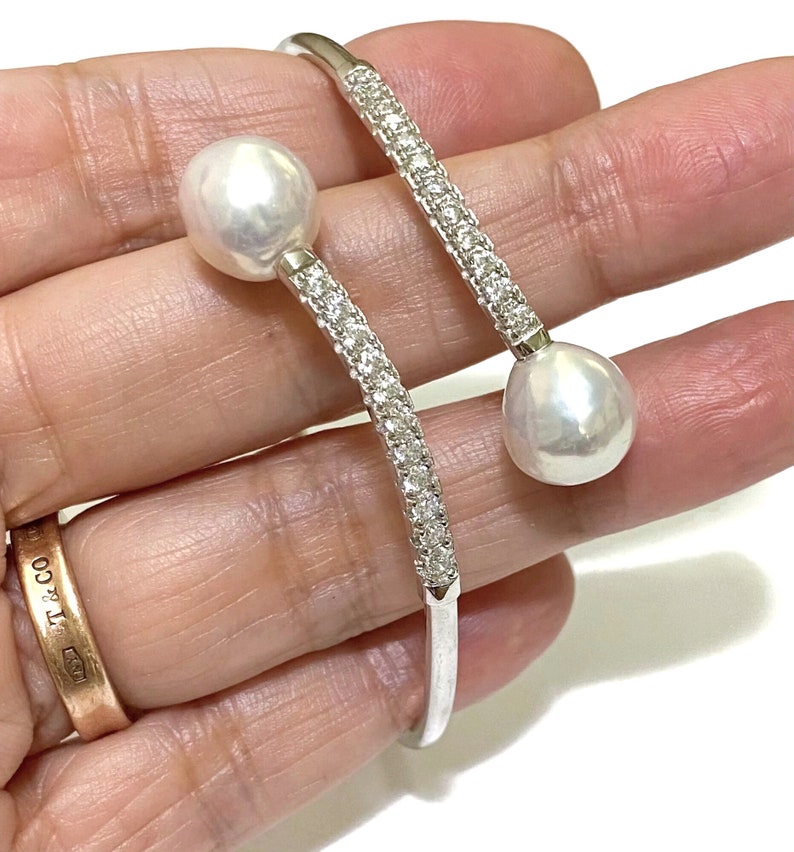 Double Cultured Pearl Bangles / White Pearl Bangle Purple | Etsy