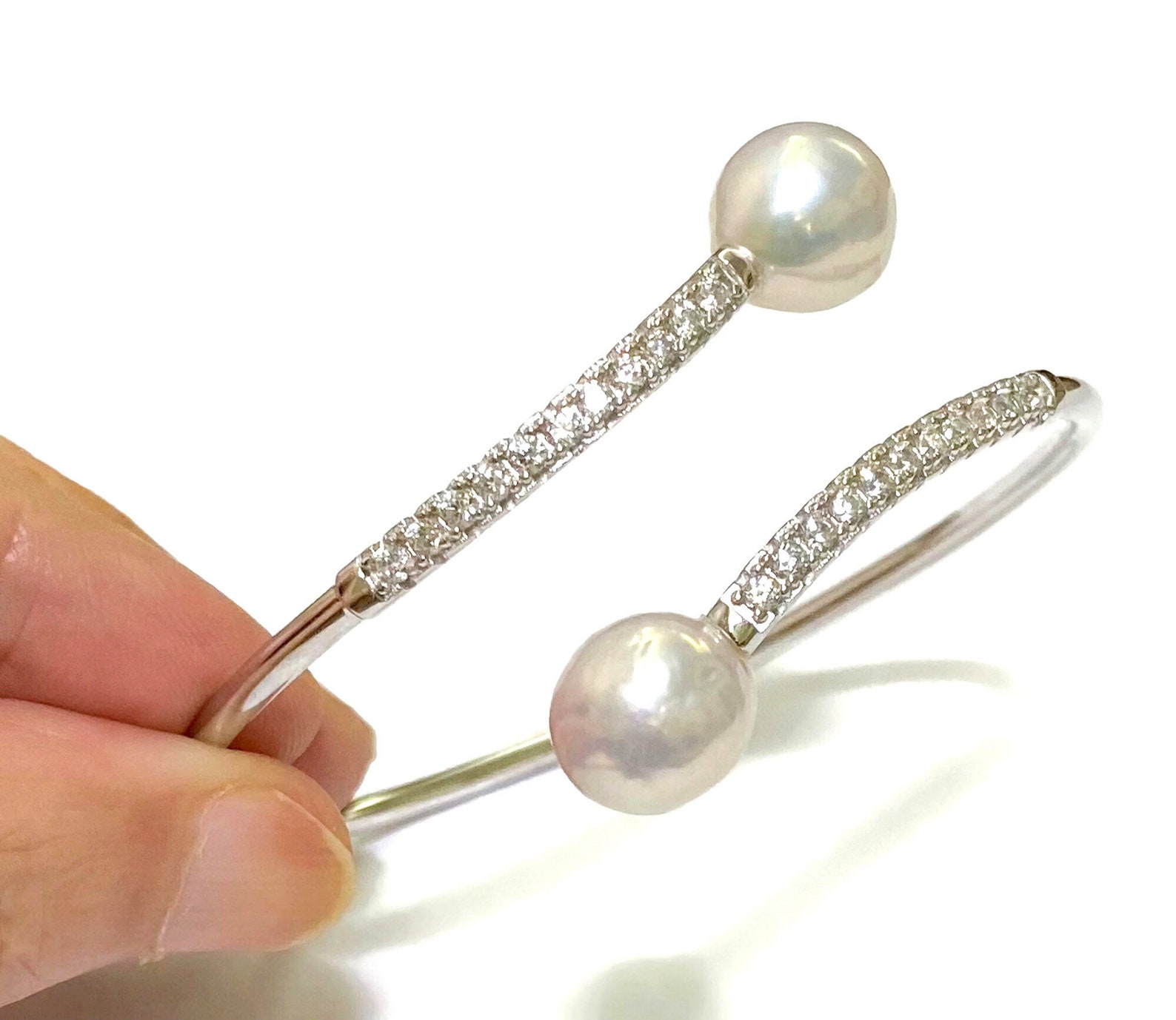 Double Cultured Pearl Bangles / White Pearl Bangle Purple | Etsy