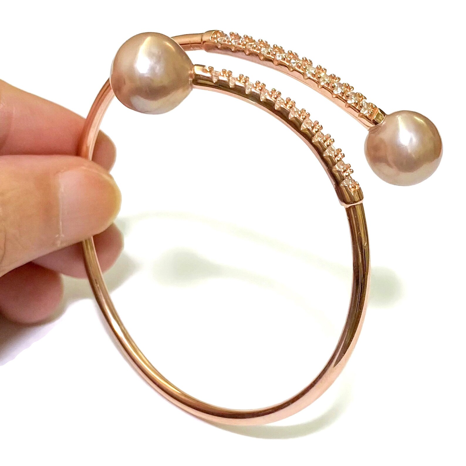 Double Cultured Pearl Bangles / White Pearl Bangle Purple | Etsy