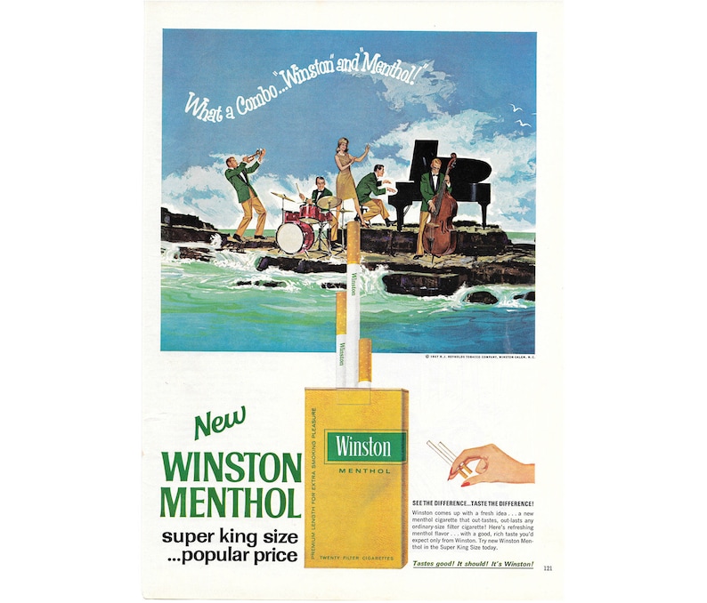 Winston Menthol Cigarette Tobacco Ad 1960s Classic Band - Etsy