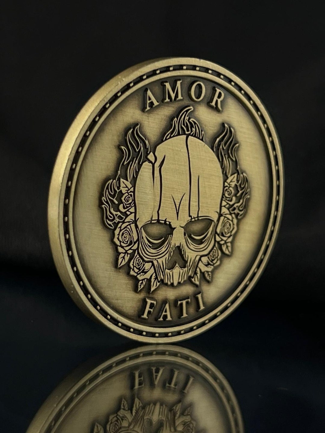 Stoic EDC Challenge Coin 1.75" – Memento Mori Skull and Amor Fati ...