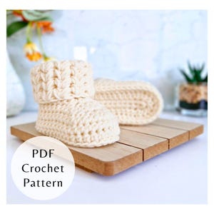 PDF Crochet Pattern – Baby Booties With Puff V Stitch Folded Cuff ...