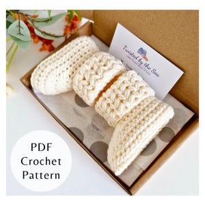 PDF Crochet Pattern – Baby Booties With Puff V Stitch Folded Cuff ...