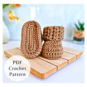PDF Crochet Pattern – Baby Booties With Puff V Stitch Folded Cuff ...