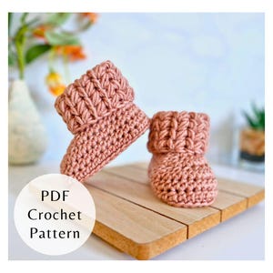 PDF Crochet Pattern – Baby Booties With Puff V Stitch Folded Cuff ...