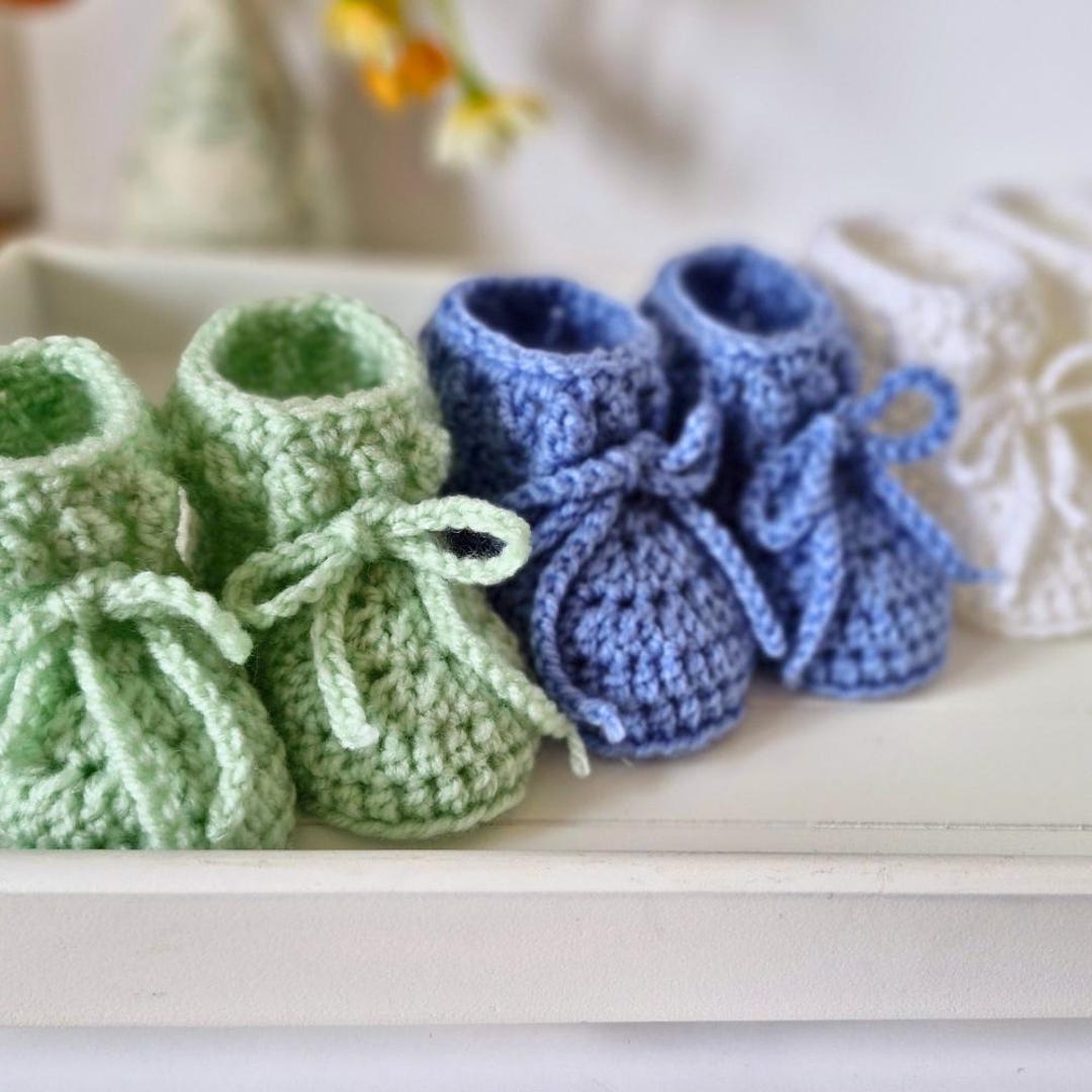 Crochet Baby Booties, Handmade Newborn to 6 Months Shoes, Baby Shower ...