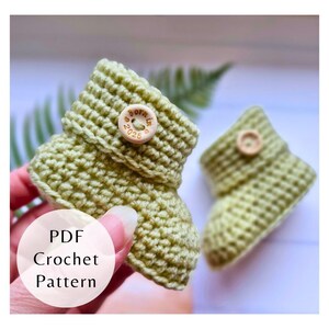 PDF PATTERN Crochet Baby Booties With Buttons, Pattern for Newborn, 0-3 ...