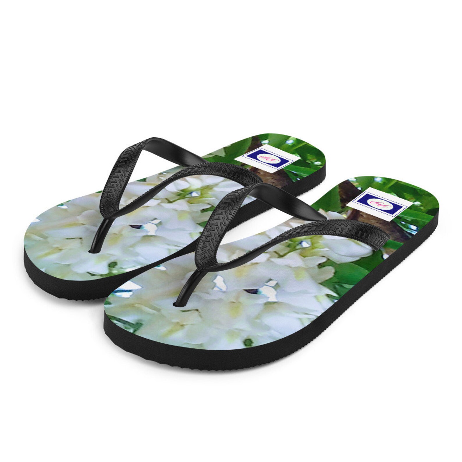 Summer blossom spa sandals Botanical print flip flops Flower | Etsy