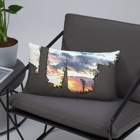 Twilight Cloud Pillow Cityscape Skyline Bolster Sunset Sky - Etsy