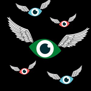 Weirdcore Flying Eyes Graphic Tees, Dreamcore Wings T Shirts, Goth Alt ...