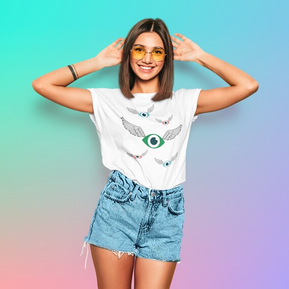 Weirdcore Flying Eyes Graphic Tees Dreamcore Wings T Shirts - Etsy