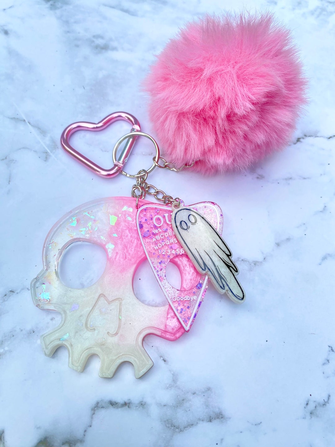 Pastel Keychain Bundle, Pastel Goth Keychains, Skull Keychain, Poof ...