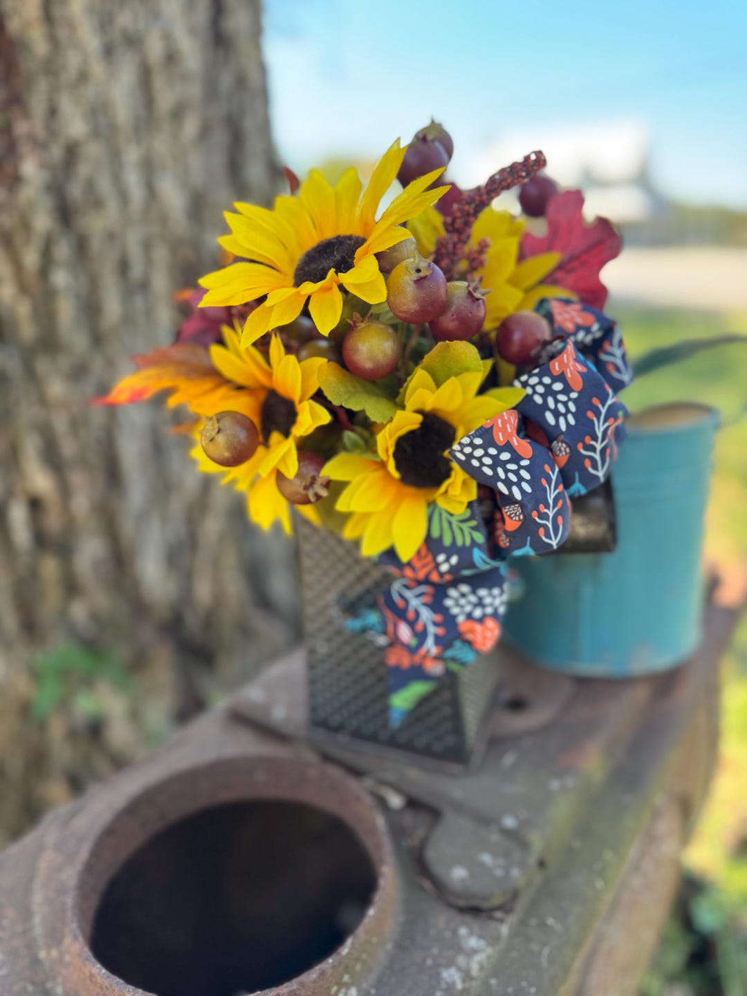 Vintage Cheese Grater W/fall Flowers - Etsy