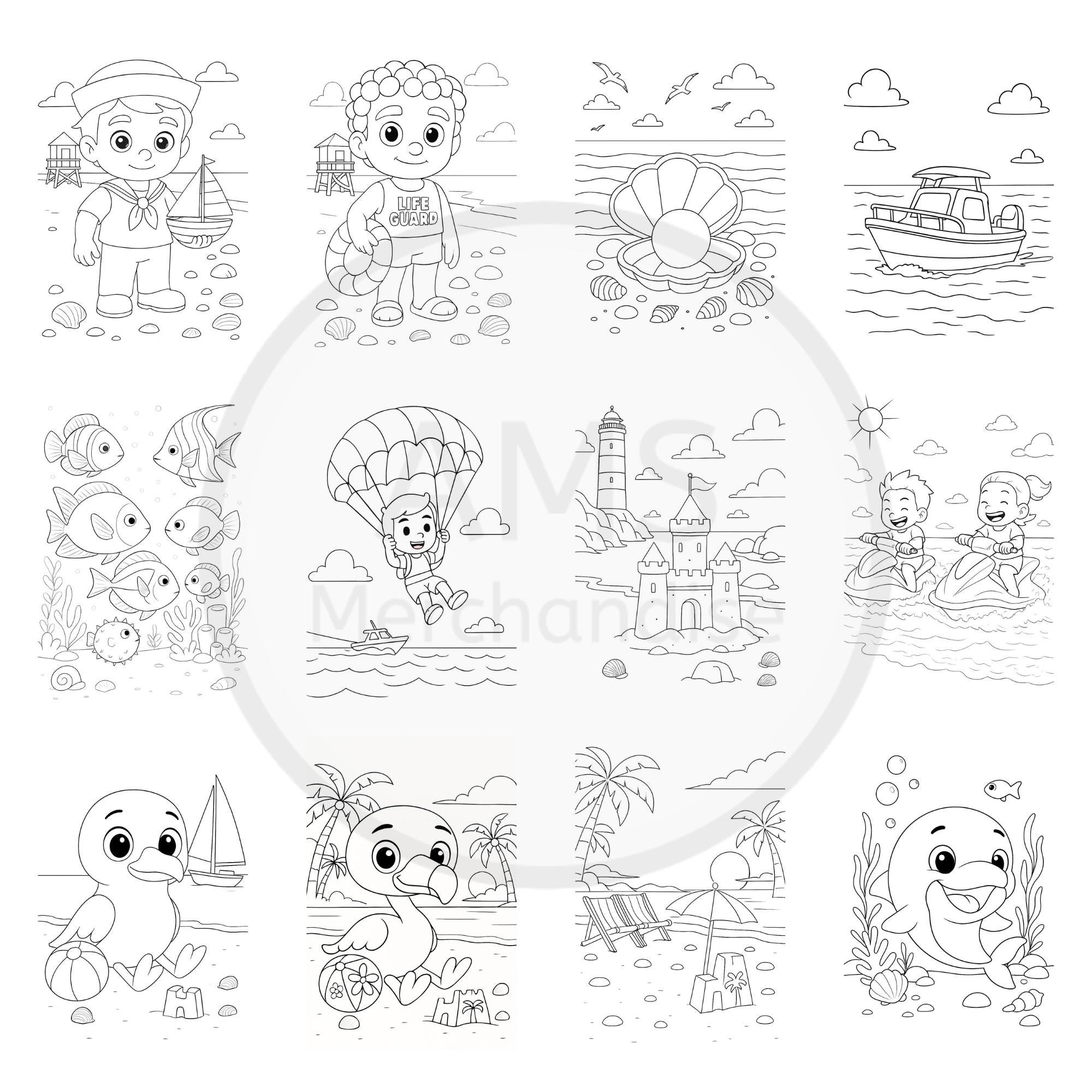 Kids Ocean Coloring Book, Coloring Page, Ebook, Summer, Sea Life ...
