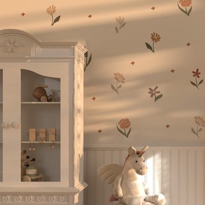Folk Wildflower Wall Decals, Boho Floral Decals for Girls Nursery ...