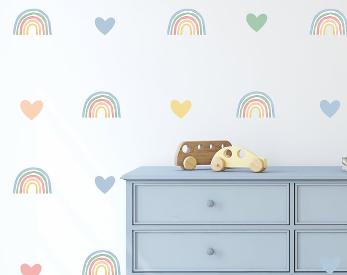 Large Muted Pastel Rainbow Removable Wall Decal / Pastel Rainbow ...