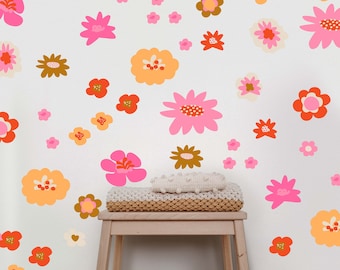 Wildflower Fabric Wall Decals, Boho Flower Decals for Girls Nursery ...