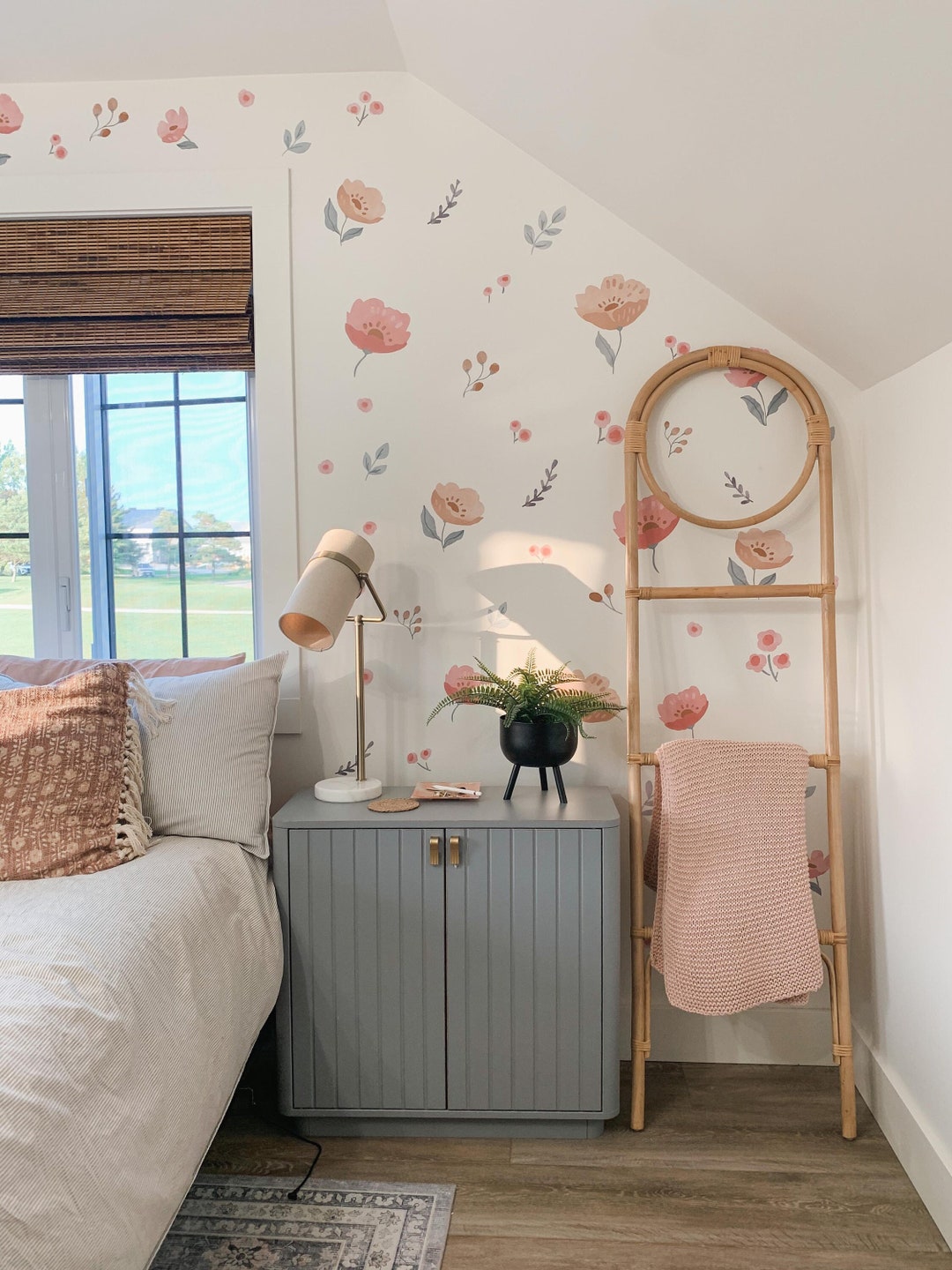 Watercolor Flower Wall Decal, Flower Wall Sticker, Poppy Flower, Boho ...