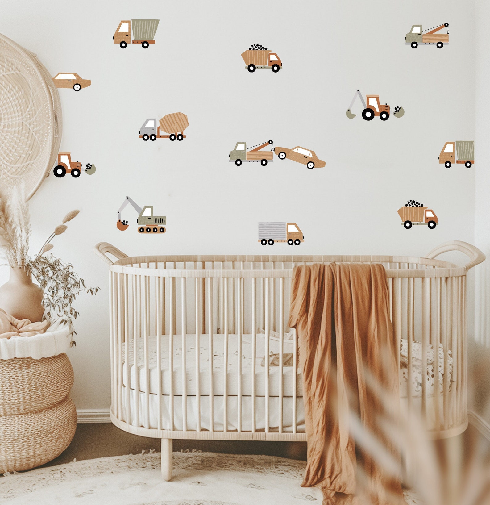 Boho Neutral Colored Vehicle Wall Decals, Construction Wall Decals, Car ...