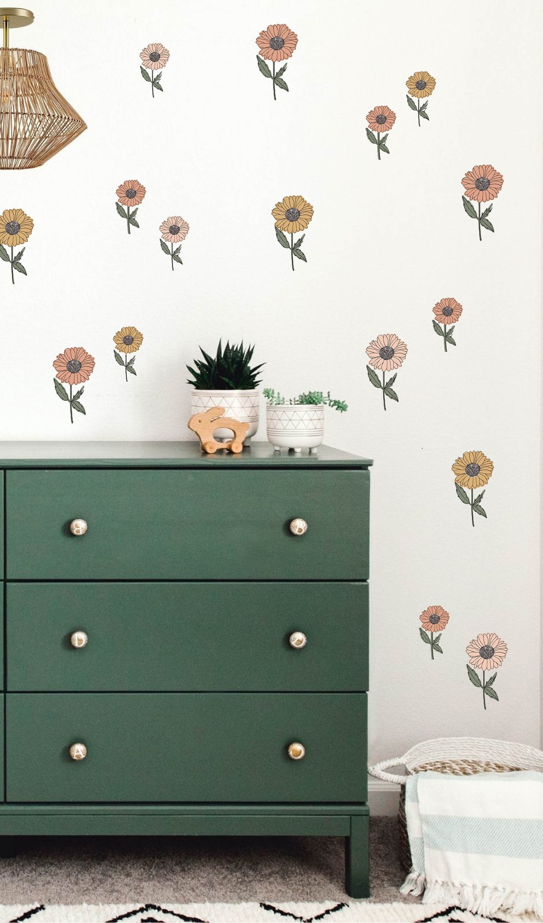 Sunflower Wall Decals Boho Floral Decals for Girls Nursery - Etsy