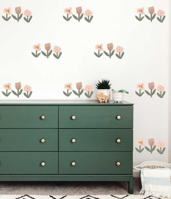 Flower Fabric Wall Decals Boho Flower Decals for Girls | Etsy
