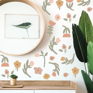 Wildflower Fabric Wall Decals, Boho Floral Decals for Girls Nursery ...