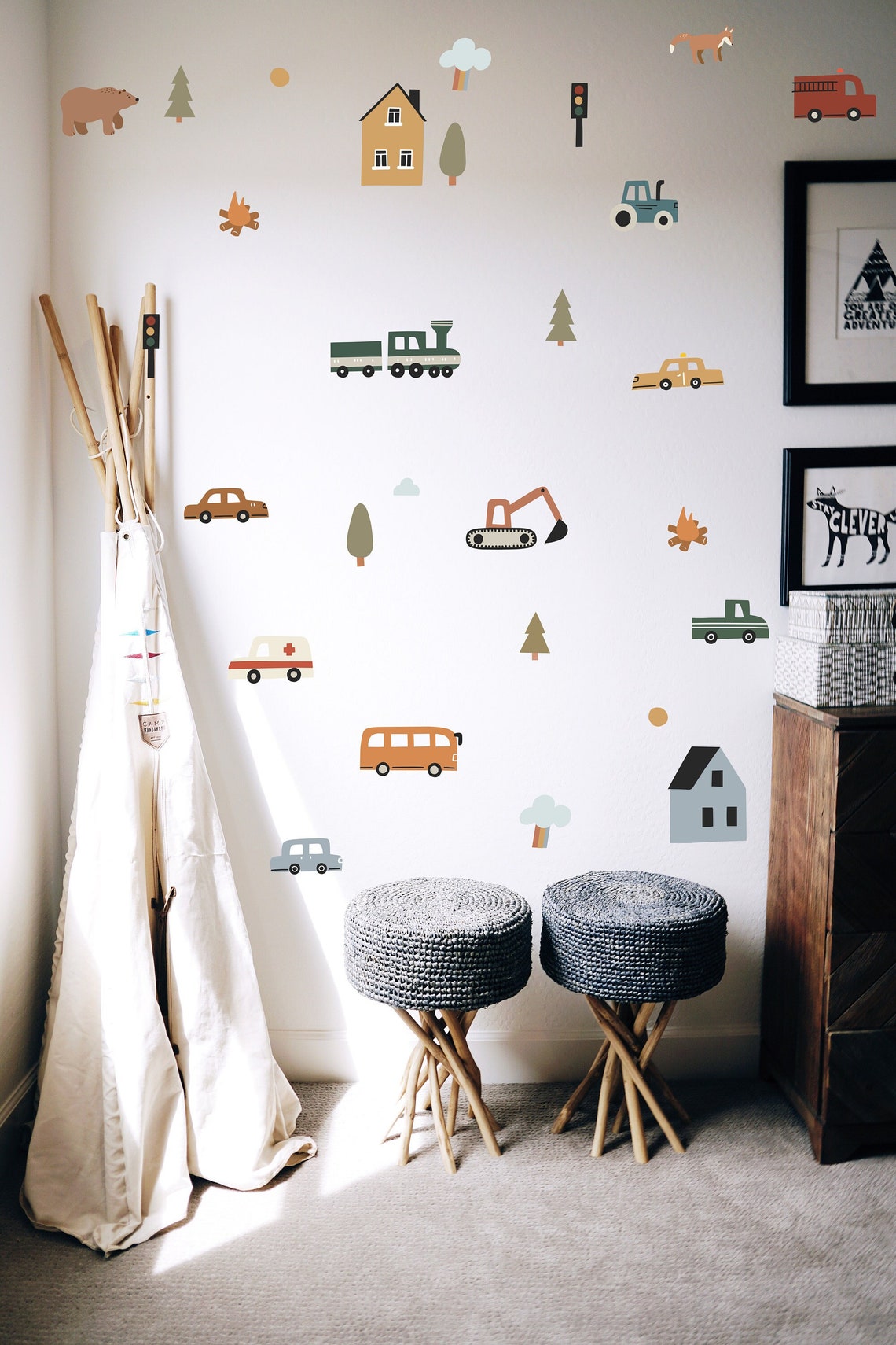 Modern Vehicle Wall Decals Construction Wall Decals Car Wall - Etsy