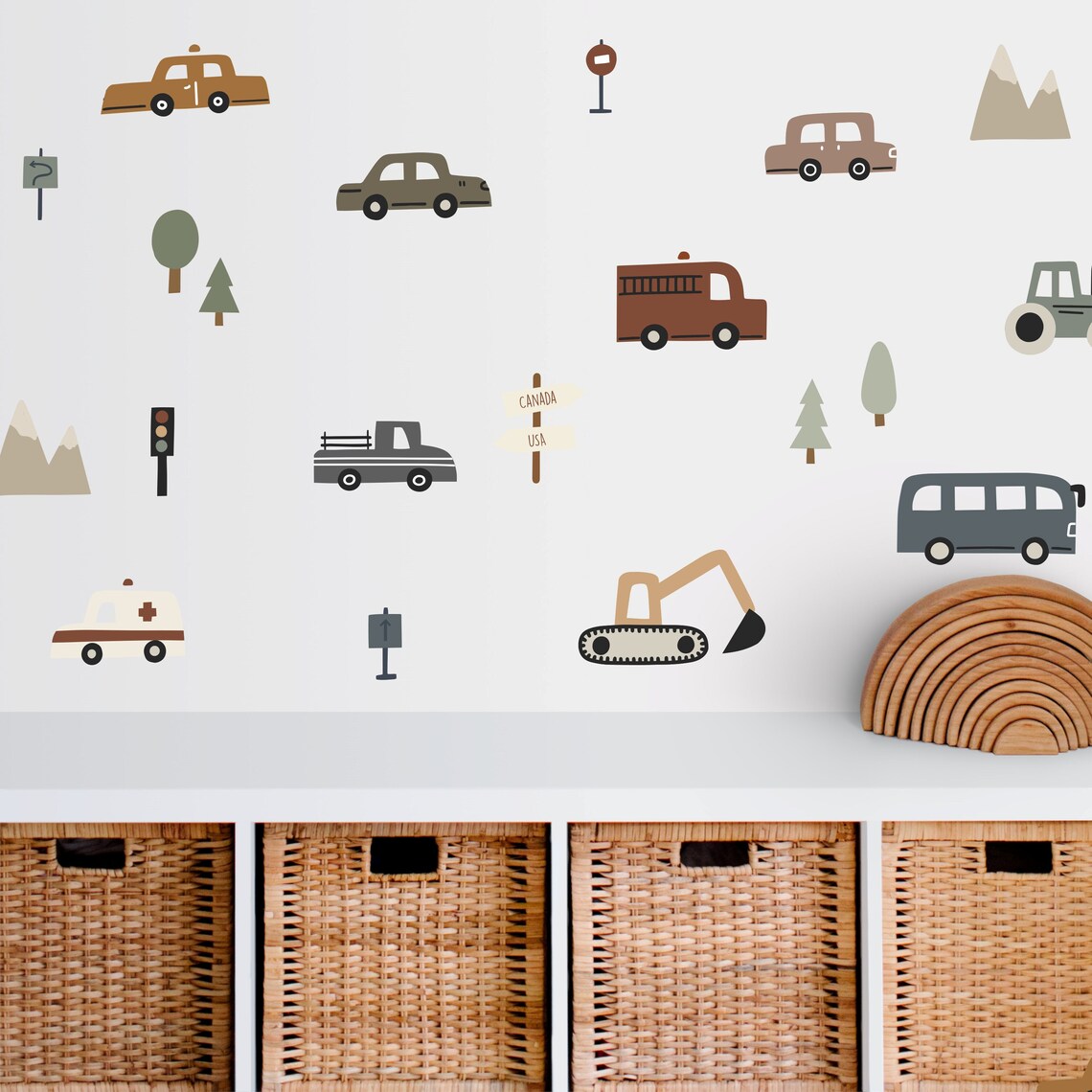 Modern Vehicle Wall Decals Construction Wall Decals Traffic - Etsy