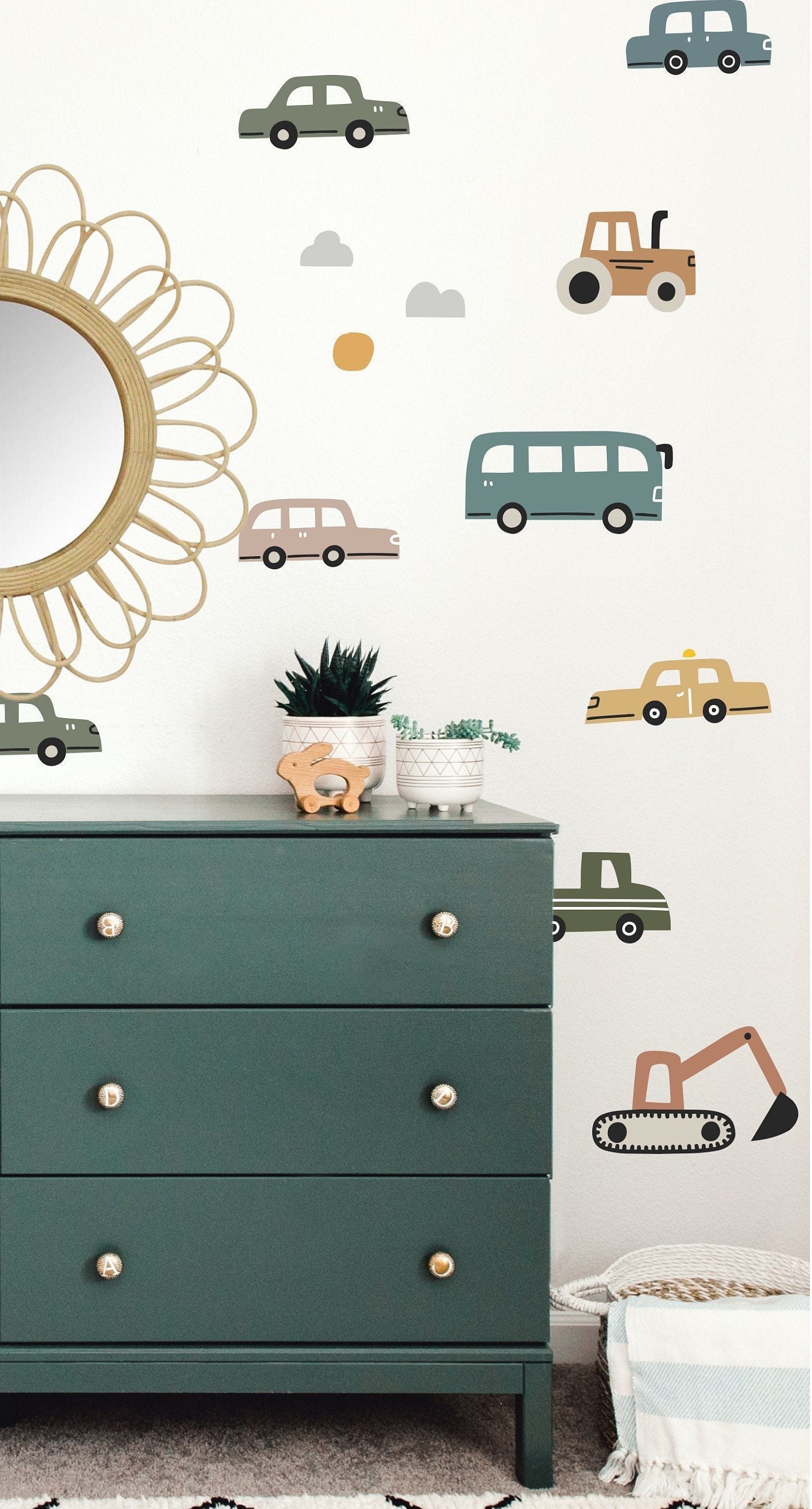 Pastel Vehicle Wall Decals Modern Construction Wall Decals - Etsy