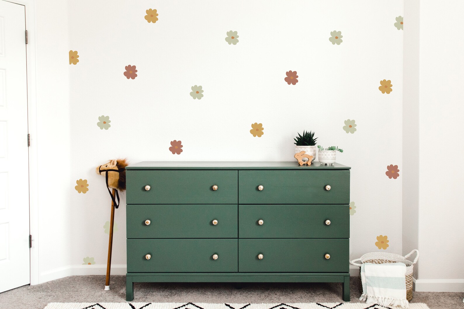 Floral Wall Decal, Mini Flower Wall Decal, Flora Polka Dot Decal, Boho ...
