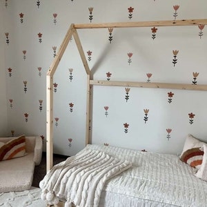Wildflower Fabric Wall Decals, Boho Floral Decals for Girls Nursery ...