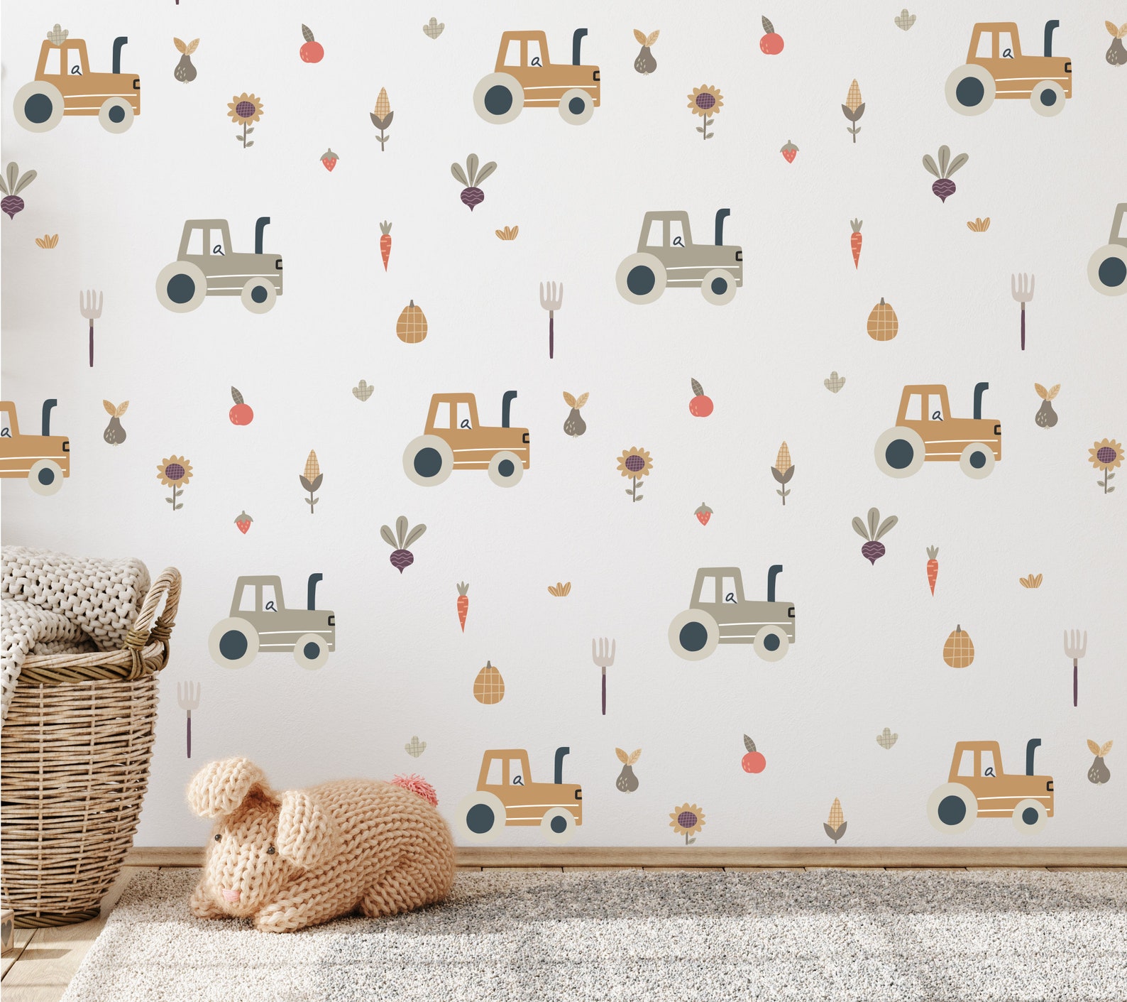 Little Farmer Wall Decal Set, Farm Wall Decals, Construction Decals ...