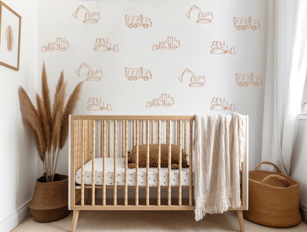 Modern Construction Site Vehicle Wall Decals, Construction Outline Wall ...