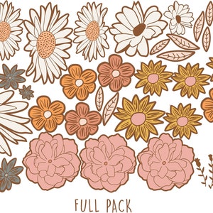Wildflower Fabric Wall Decals, Boho Flower Decals for Girls Nursery ...
