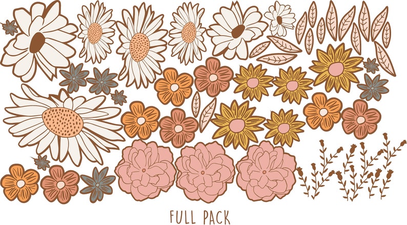 Wildflower Fabric Wall Decals Boho Flower Decals for Girls - Etsy