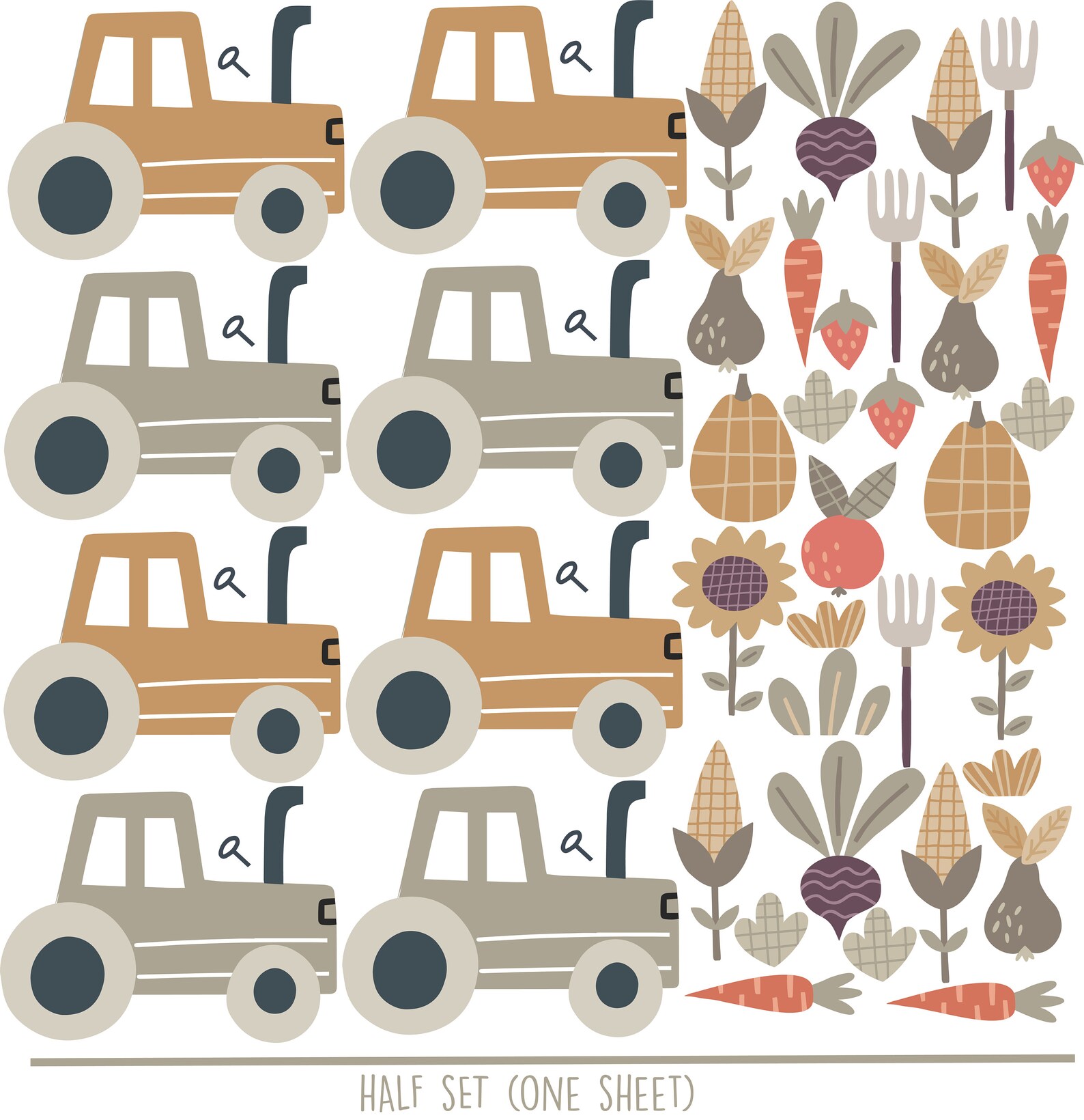 Little Farmer Wall Decal Set, Farm Wall Decals, Construction Decals ...
