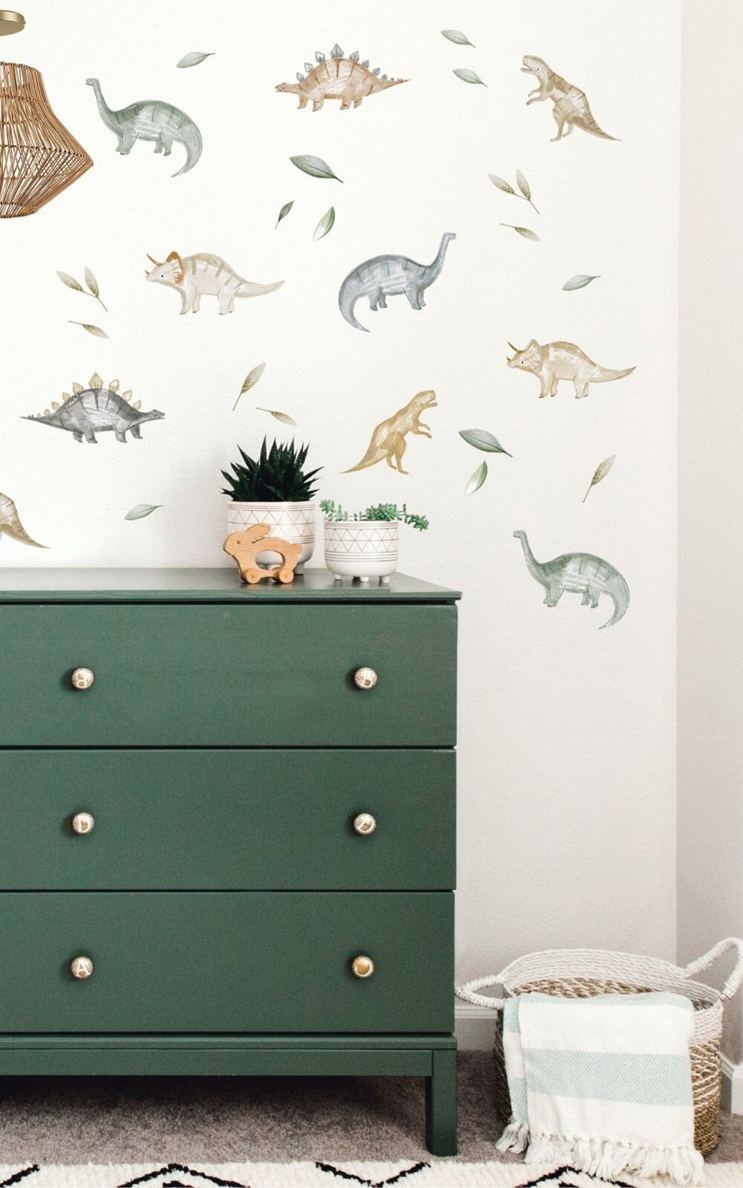 Dinosaur Wall Decals, Watercolor Hand Drawn Dino Decals, Dinosaur ...