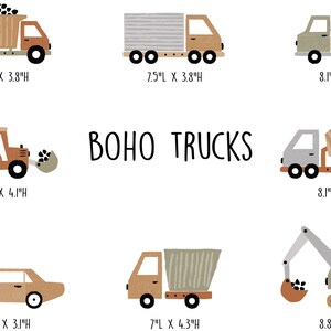 Boho Neutral Colored Vehicle Wall Decals, Construction Wall Decals, Car ...