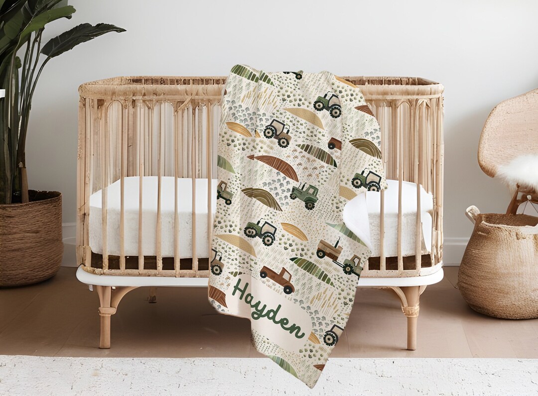 Tractor Name Blanket, Boho Tractor Blanket, Truck Name Blanket, Baby ...