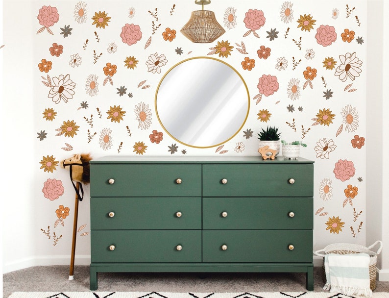 Wildflower Fabric Wall Decals Boho Flower Decals for Girls - Etsy