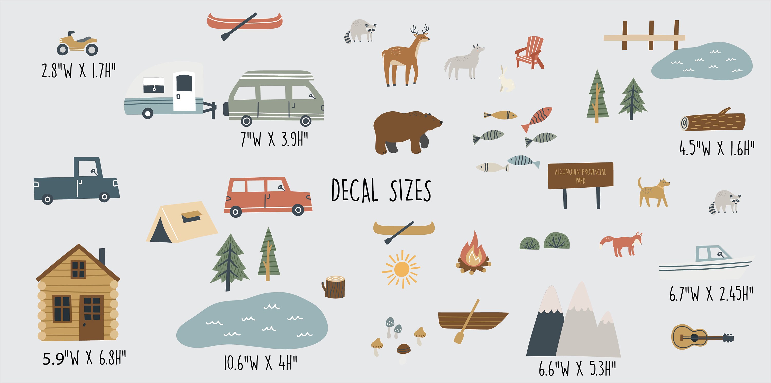 Pastel Vehicle Wall Decals, Forest Animals Wall Decals, Car Wall Decals ...